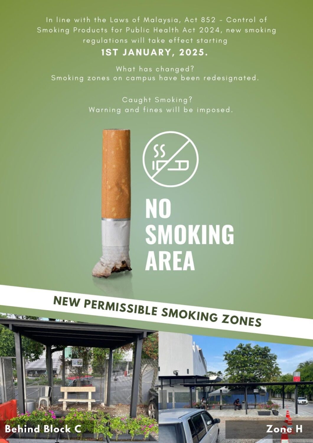Smoking Zones Have Been Relocated (Effective 1st Jan 2025) - Syopz Mall